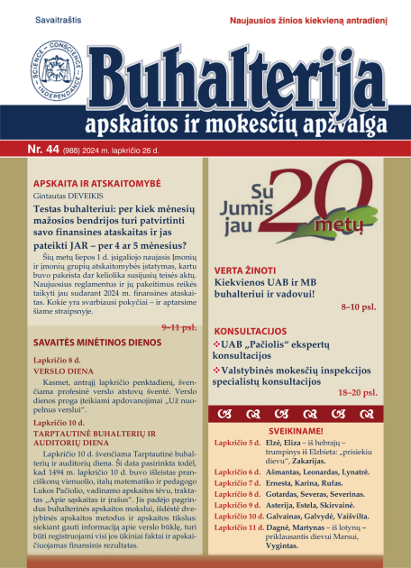 Buhalterija: apskaitos ir mokesčių apžvalga prenumerata | Prenumerata.lt